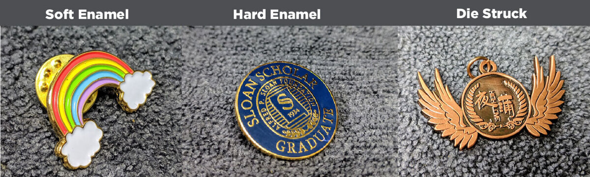 The Differences Between Soft Enamel, Hard Enamel or Die-struck Pins ...
